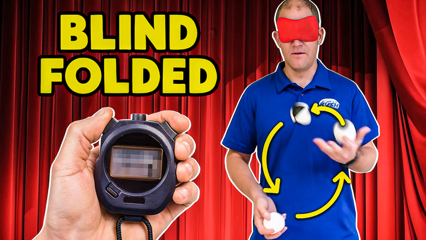 I Juggled Blindfolded For Over An Hour! - Record Breaker Rush